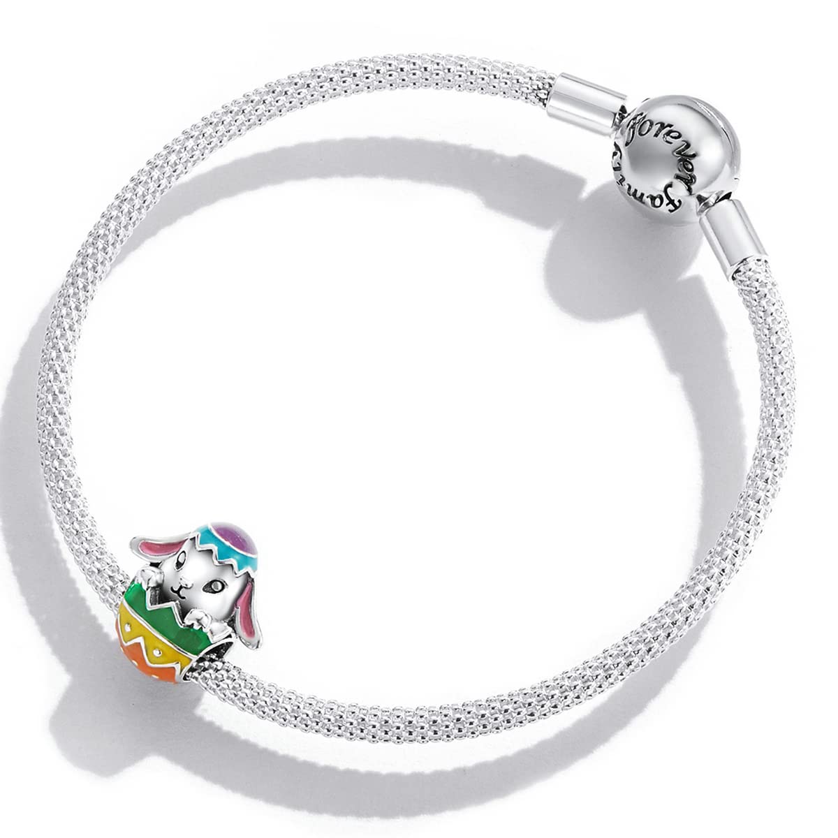 Rabbit Easter Egg Charm 925 Sterling Silver Charm Fits For Pandora Bracelet, European Charms Bracelet