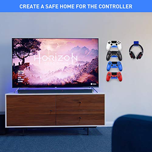 OAPRIRE Universal Controller Holder Wall Mount 2 Pack, Acrylic Controller Stand Gaming Accessories with Cable Clips, Build Your Game Fortresses (Blue)