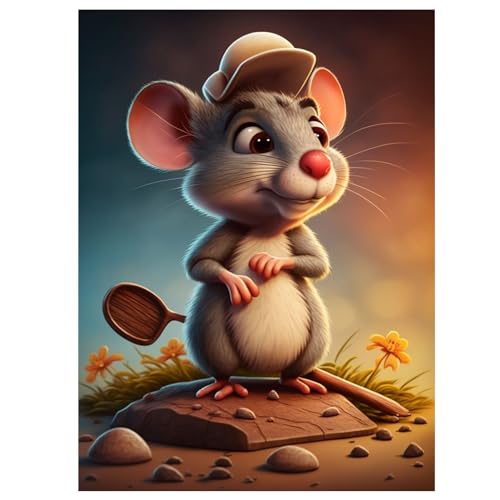 Living Room Wall Art Canvas Decor - Abstract Art Painting Canvas Print Cartoon Mouse Artwork Unframed Home Office Decor, Large Modern Dining Room Kitchen Decor 24x24 inches