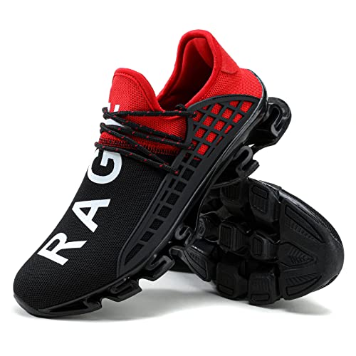 PRECKIN Mens Running Shoes Breathable Slip On Sneakers Non Slip Casual Athletic Walking Tennis Shoes for Men Red,8.5