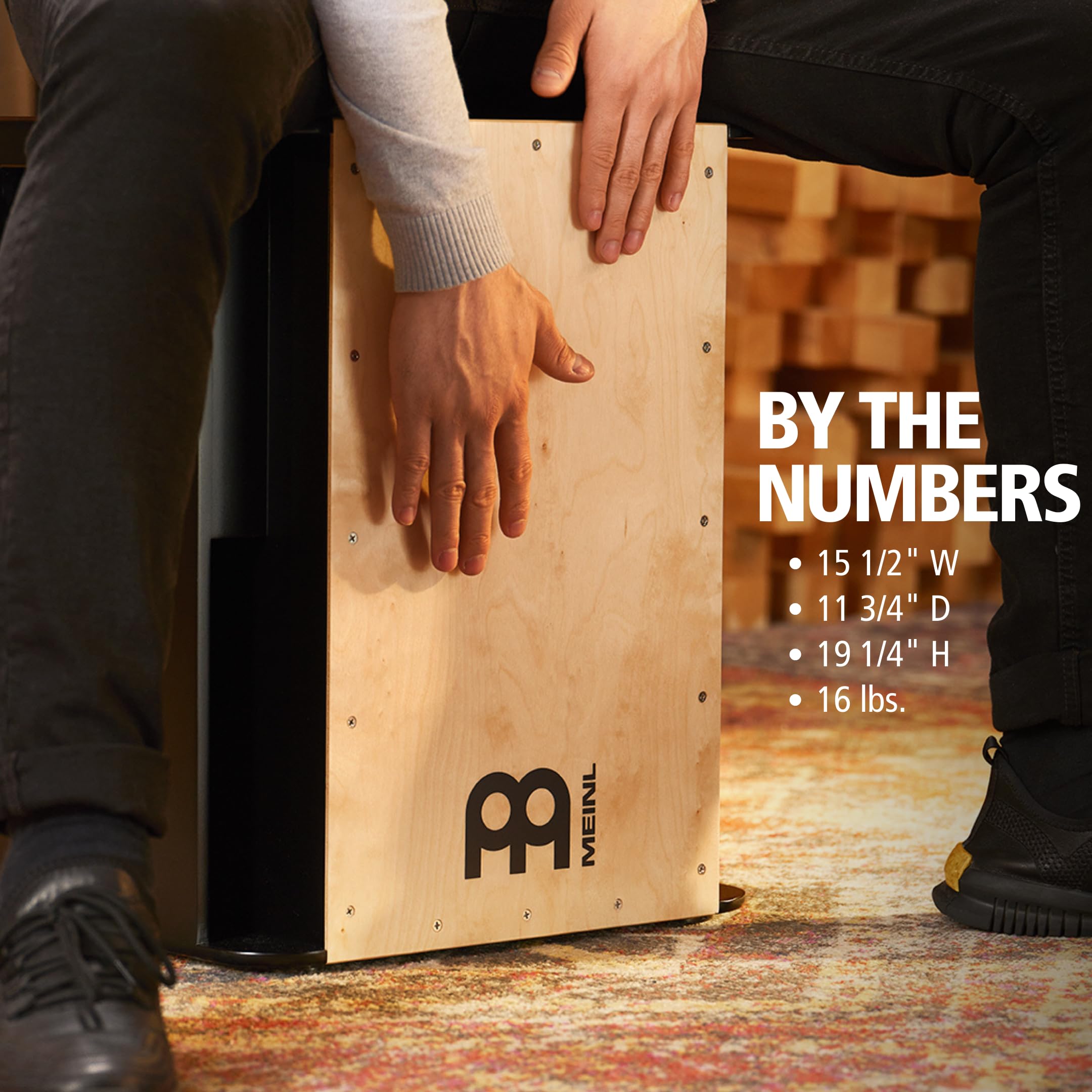 Meinl Percussion Pickup Vertical Subwoofer Bass Cajon Box Drum with Snares and Electronics for Amp or PA System β NOT Made in China β Play with Your Hands, Baltic Birch, 2-Year Warranty (PSUBCAJ6B)