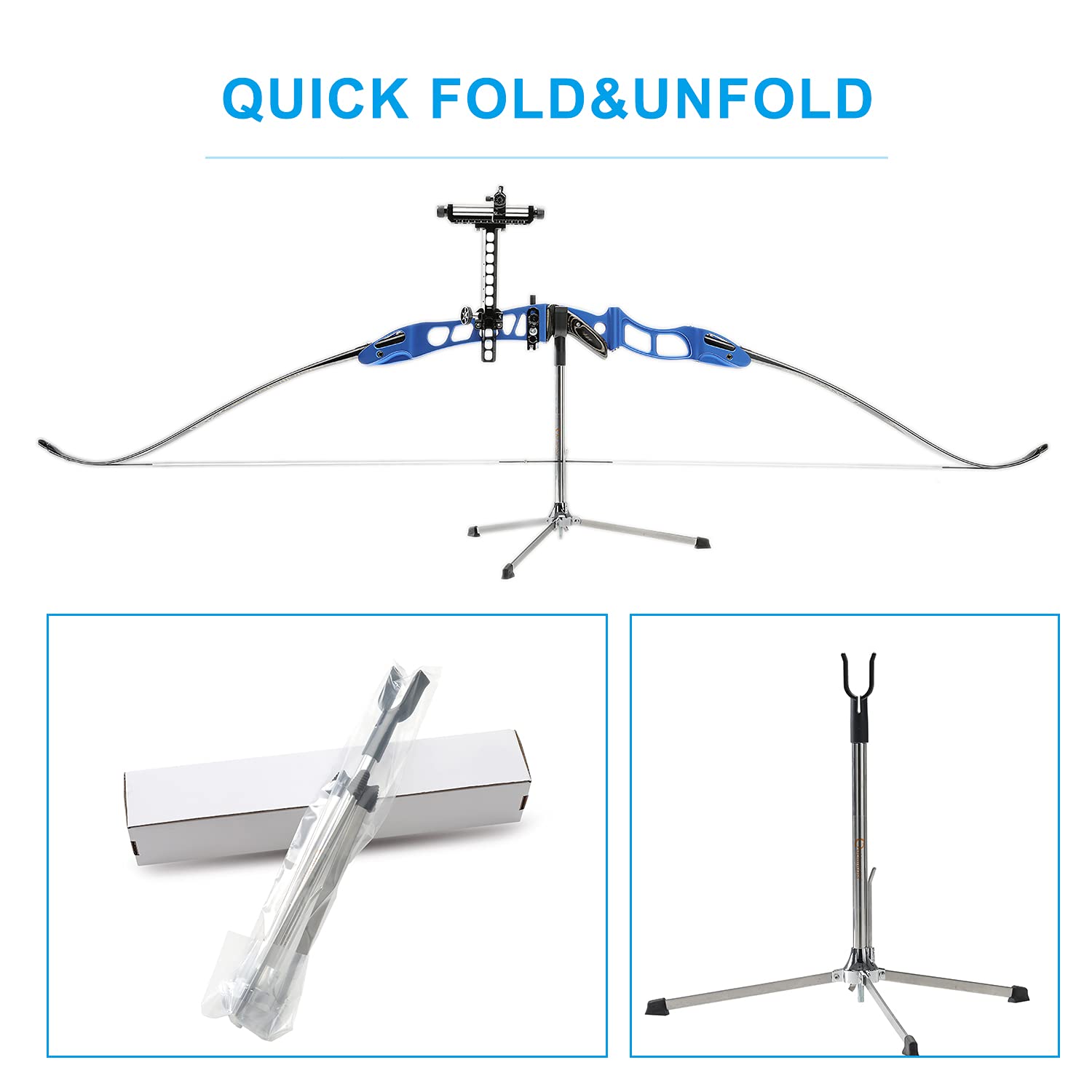 Perogen Recurve Bow Stand Stainless Steel Archery Bow Holder for Longbow Takedown Bow