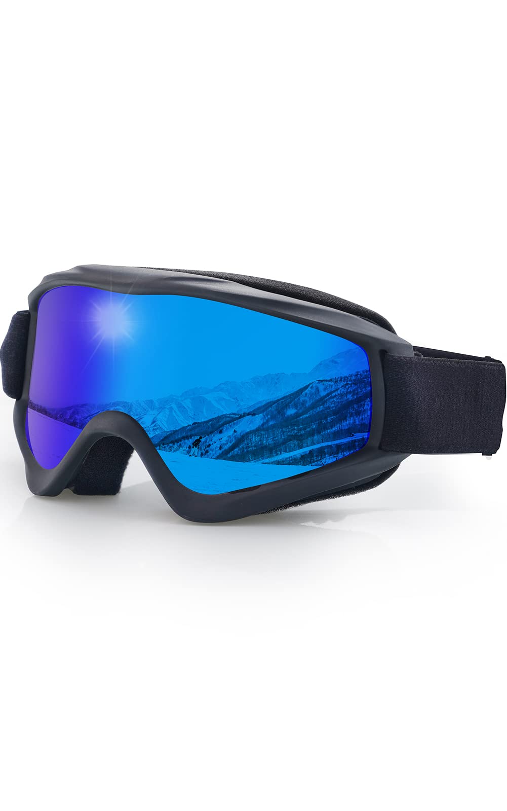 RABIGALA Kids Ski Goggles Bundle with Adult Ski Goggles Interchangeable Lens Frameless (blue&silver)
