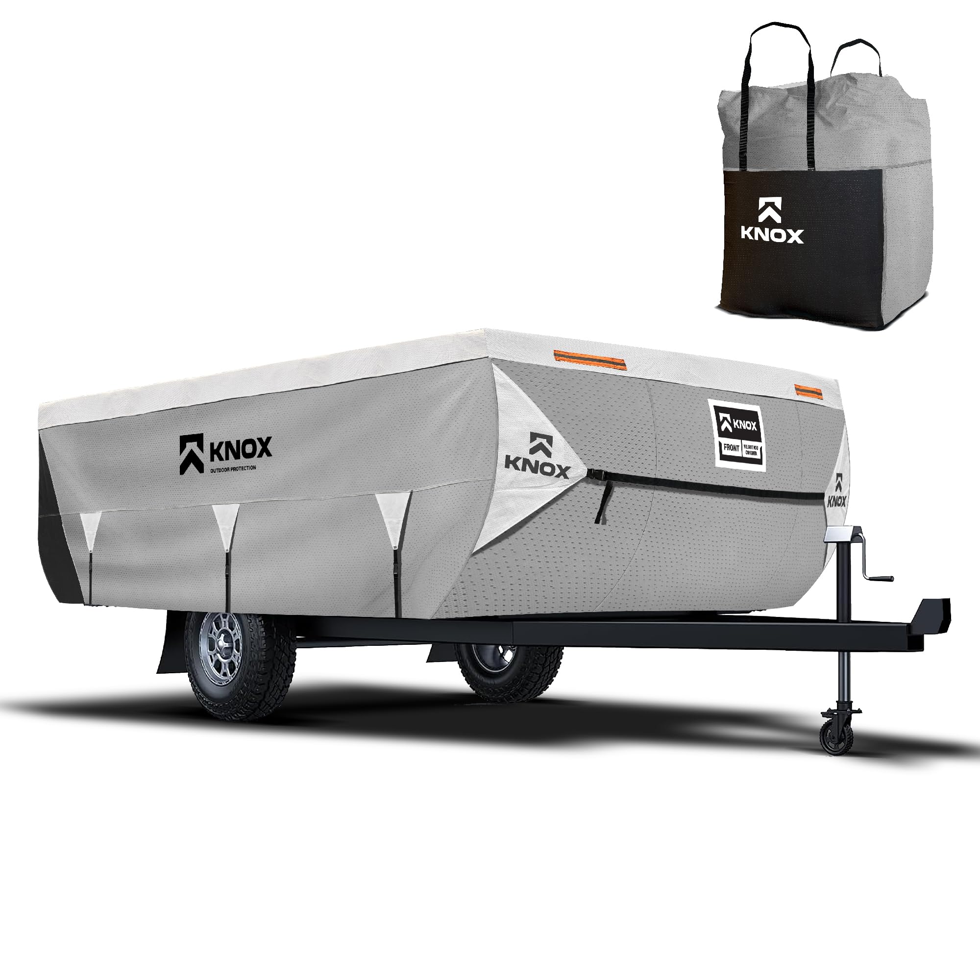 North East Harbor Durable Waterproof Tear-Resistant Folding Camping Travel Trailer Storage Cover Fits Length 8'-10' Feet 500D Polyester Fabric Pop-Up Tent Trailers Cover
