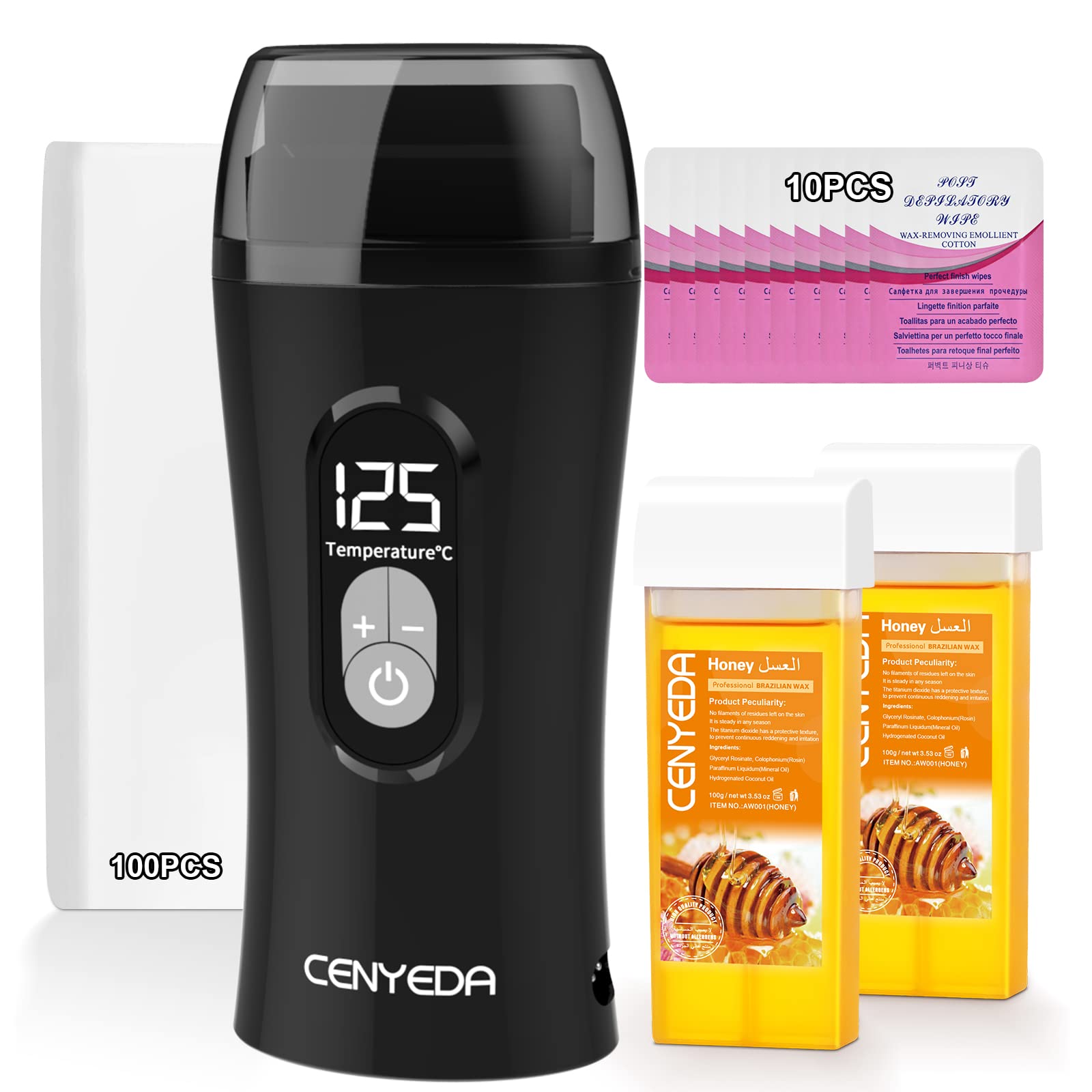 Upgraded Digital Wax Roller Kit - Portable Thermostable Wax Warmer, Roll-on Hair Removal for Sensitive Skin (Purple)