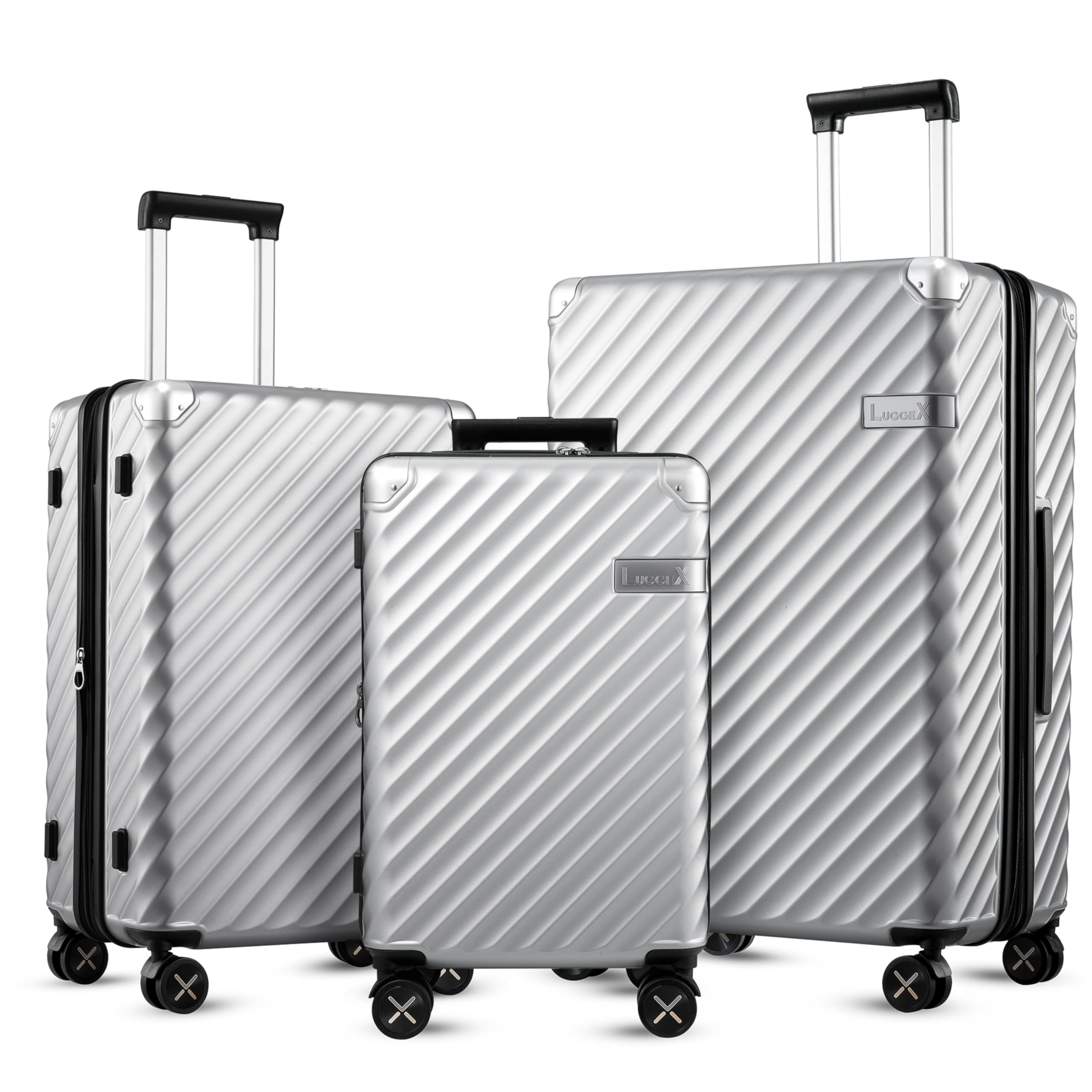 LUGGEX Unisex Adult All Expandable Hardshell Luggage Sets with Spinner Wheels, White, 3 Piece (20/24/28)