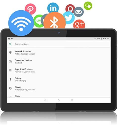 Tablet 10 inch Android Tablets, Google Certified, 2+32GB, 5GHz/2.4GHz WiFi, 1280×800 HD IPS Display, WiFi, Bluetooth, Dual Camera, 6000mAh Battery, Black/Silver (Black 2, 2.4wifi)