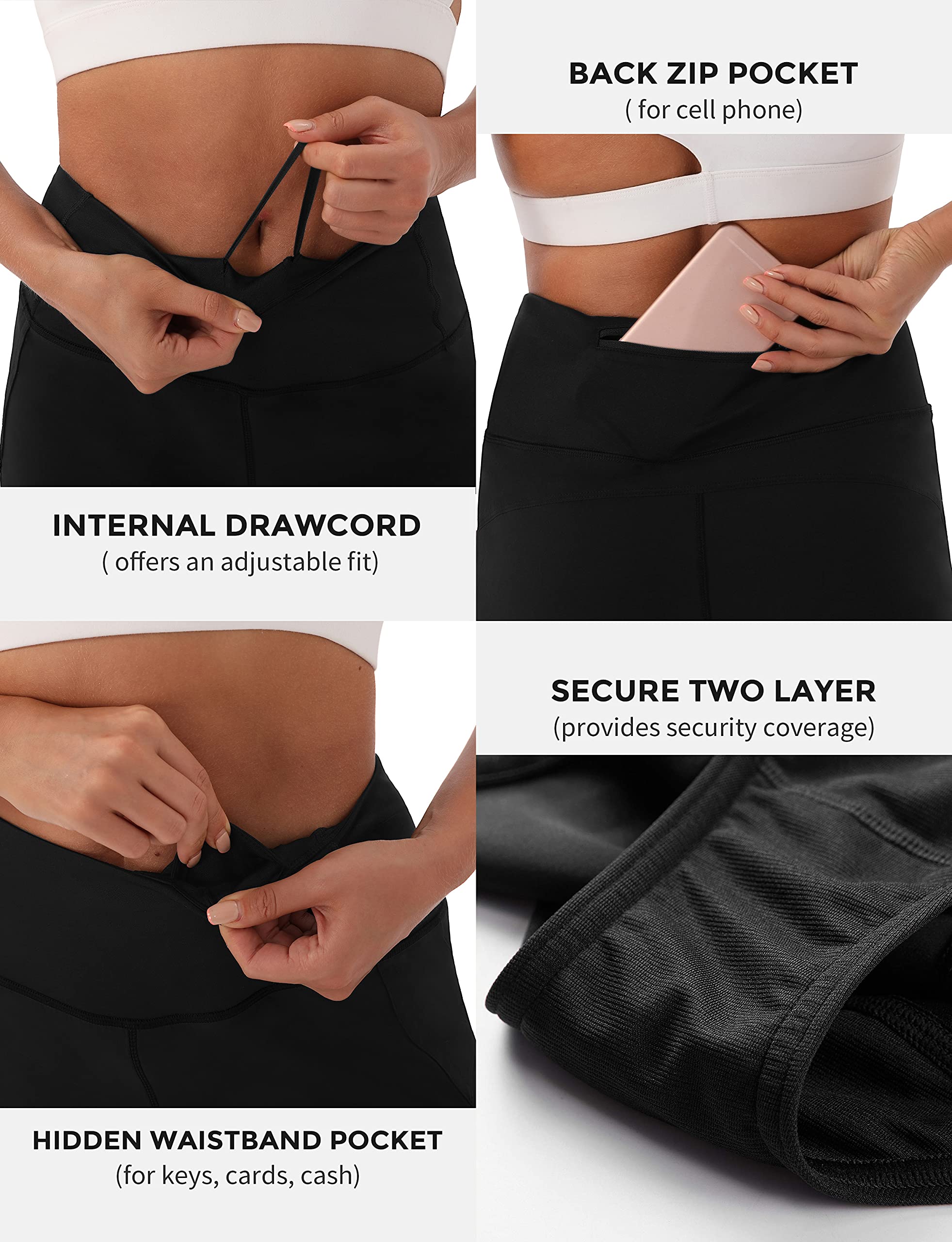 PERSIT Running Shorts for Women Athletic Shorts for Women High Waisted Quick Dry Workout Exercise with Pockets Black