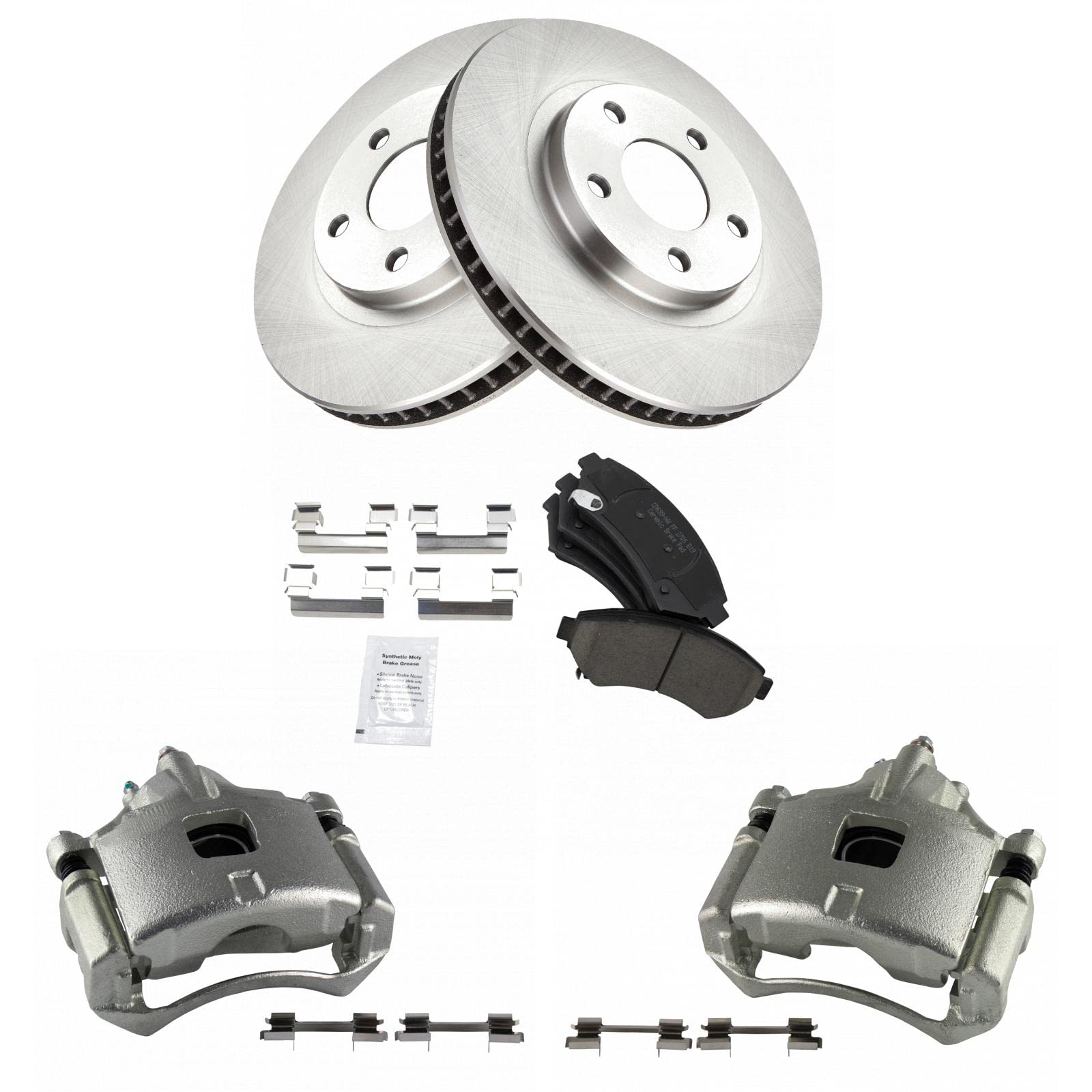 TRQ Front Brake Pad & Rotor Kit Brake Caliper Brake Pads Brake Rotor Ceramic Vented Compatible with 2014-2017 Nissan Rogue
