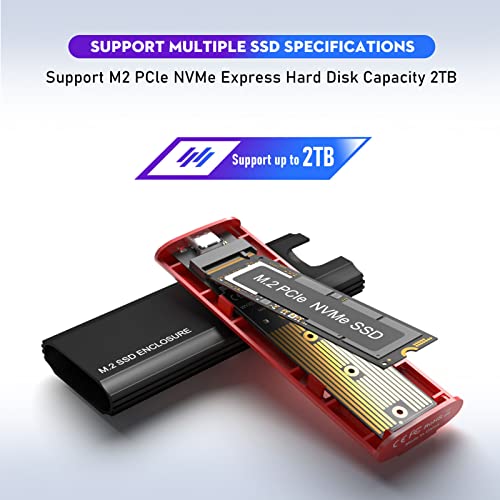 Yoidesu M.2 NVMe SSD Enclosure, USB3.1 Gen2 Type C M.2 PCIe NVMe M Key SSD Enclosure Adapter, 10Gbps Solid State Drive Enclosure for M.2 SATA NVMe 2230/2242/2260/2280 SSD(Black)