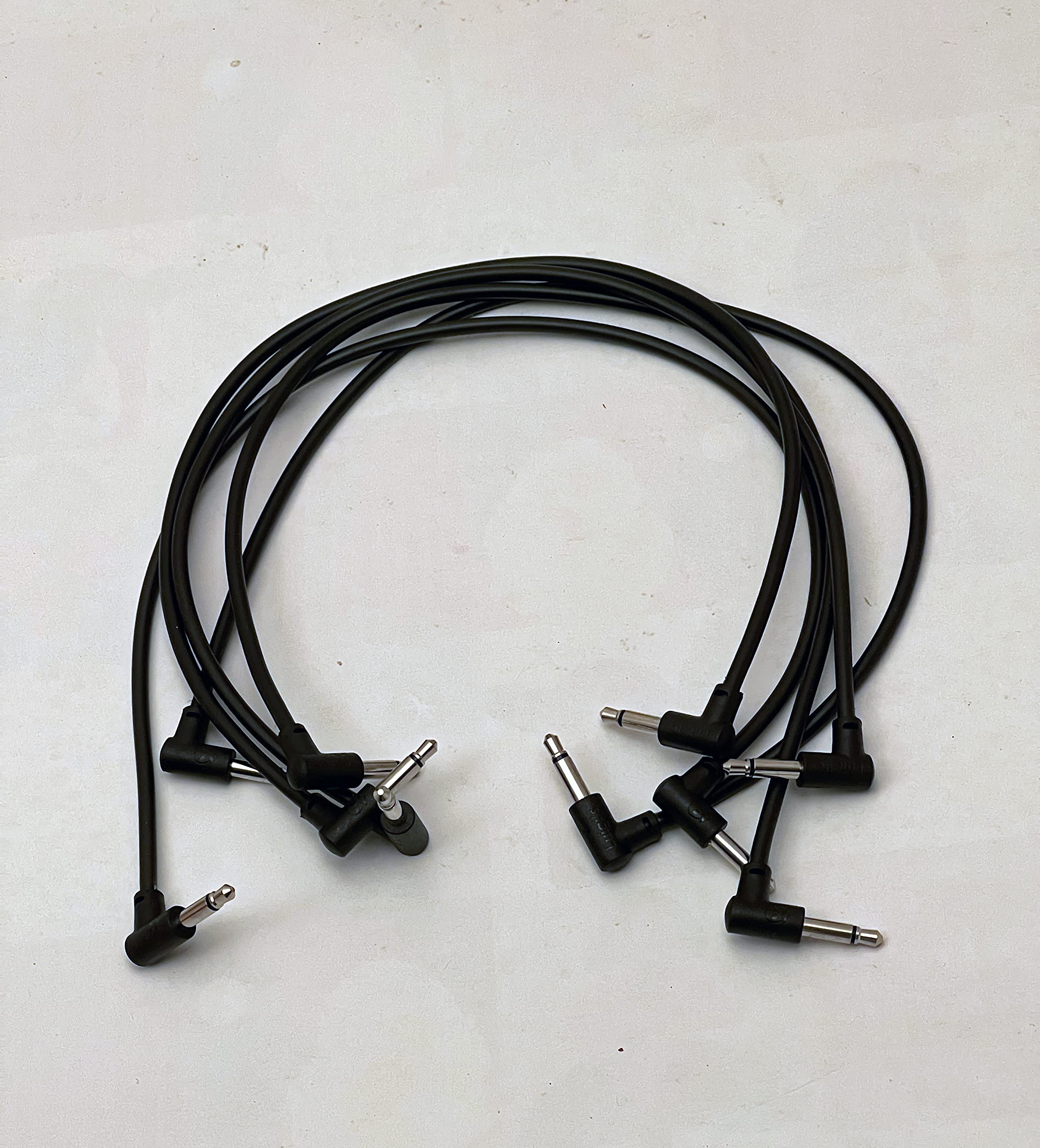 Starving Students Music Supplies Luigis Modular M-PAR Right Angled Eurorack Patch Cables - Package of 5 Black Cables, 12" (30 cm)