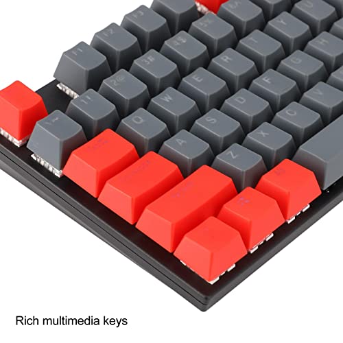 Yoidesu Mechanical Gaming Keyboard, 87 Keys 26 RGB Backlit USB Wired Keyboard Waterproof with Blue Switches for Win ME, for Win2000, for Win XP, for Vista, for Win7, for Win8, for Win10(Gray and Red)