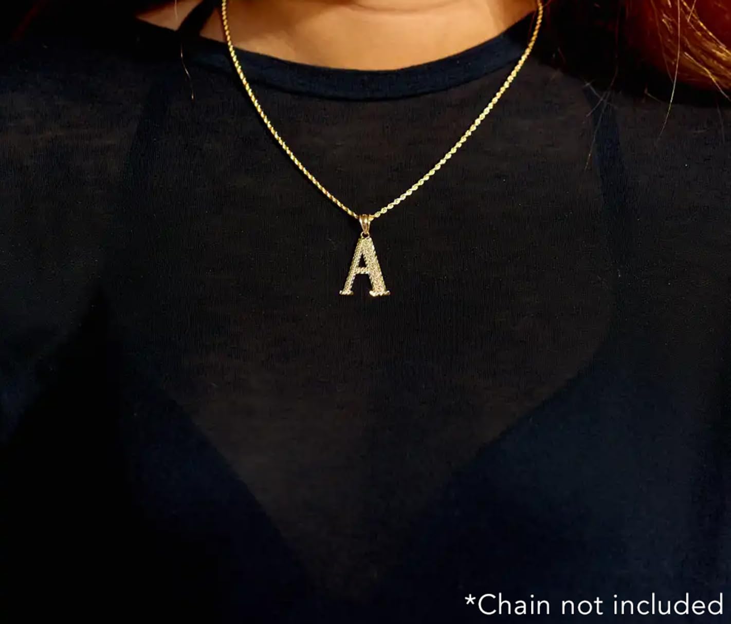 LoveBling 10K Yellow Gold Diamond Cut A to Z Alphabet Initial Letter Charm Pendant (Medium Size) (N) (1.17")