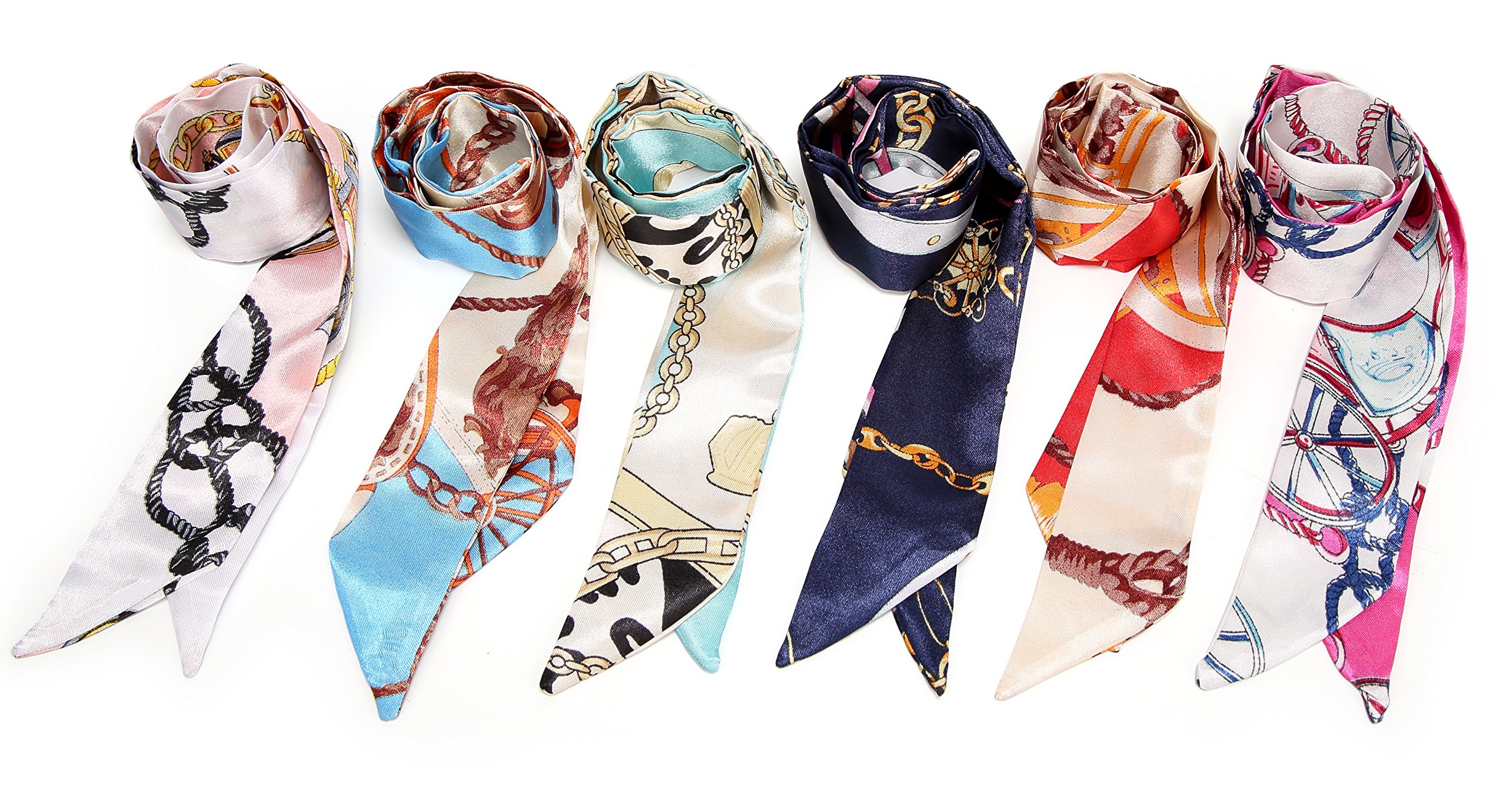 Obosoyo 6pcs Fashion Bag Handbag Handle Ribbon Scarf Neckerchief Scarf Package Band Hair Head Decoration
