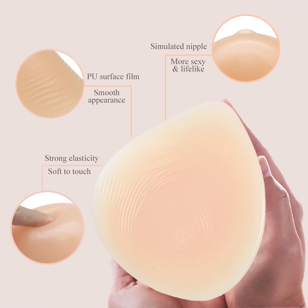 MERSTEYO Silicone Breast Form Triangle Mastectomy Prosthesis Concave Bra Insert Enhancer Pad 1 Piece 400g