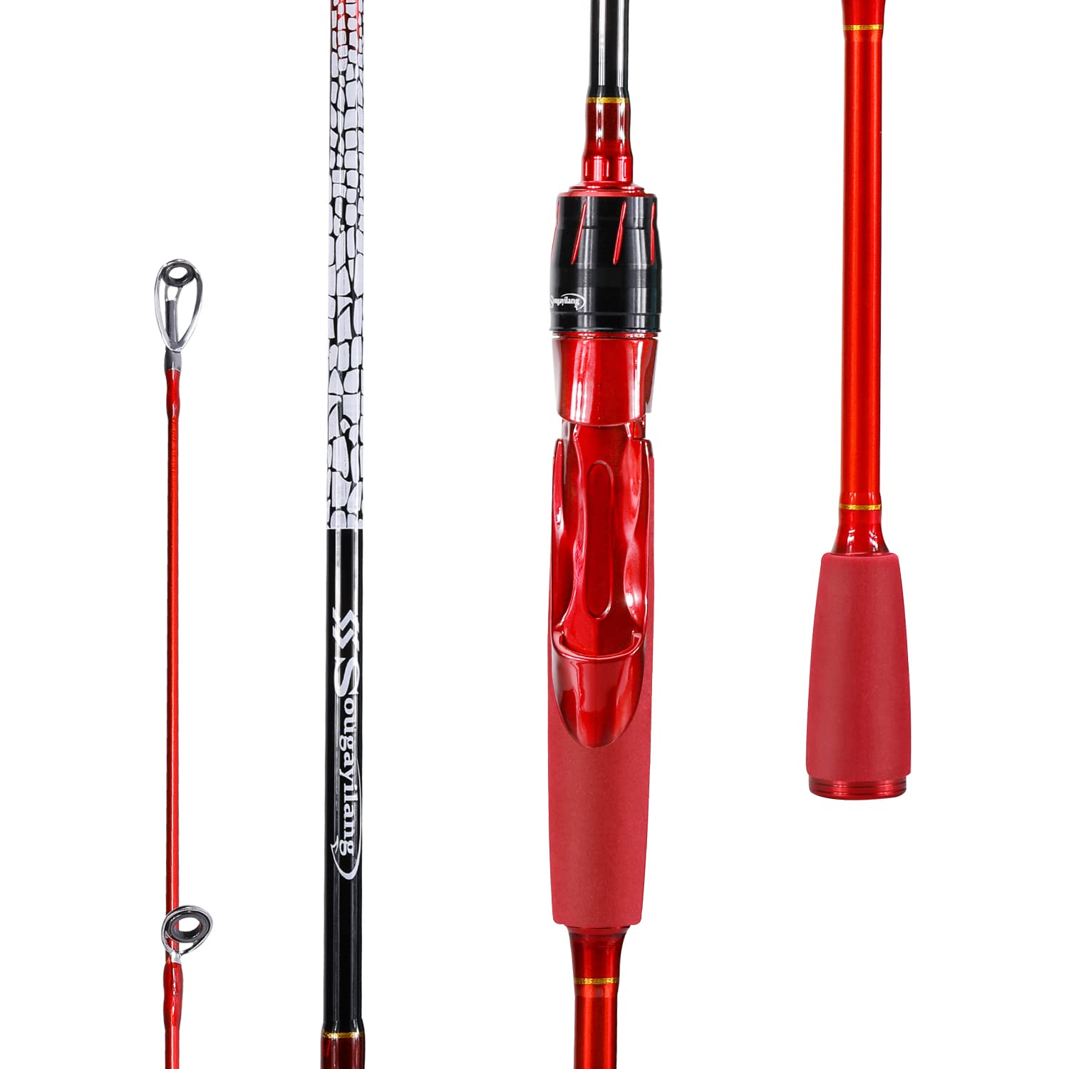 Sougayilang Fishing Rod Two Pieces,Sensitive Graphite Spinning Pole with Stainless Guide Rings and Comfortable Handle for Travel Saltwater Freshwater (S2.1)