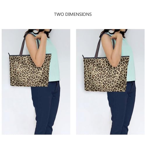 Sletend Tote Bag Leopard Print Handbags for Women Fashion Shoulder Bag for School Travel Work Shopping(L)