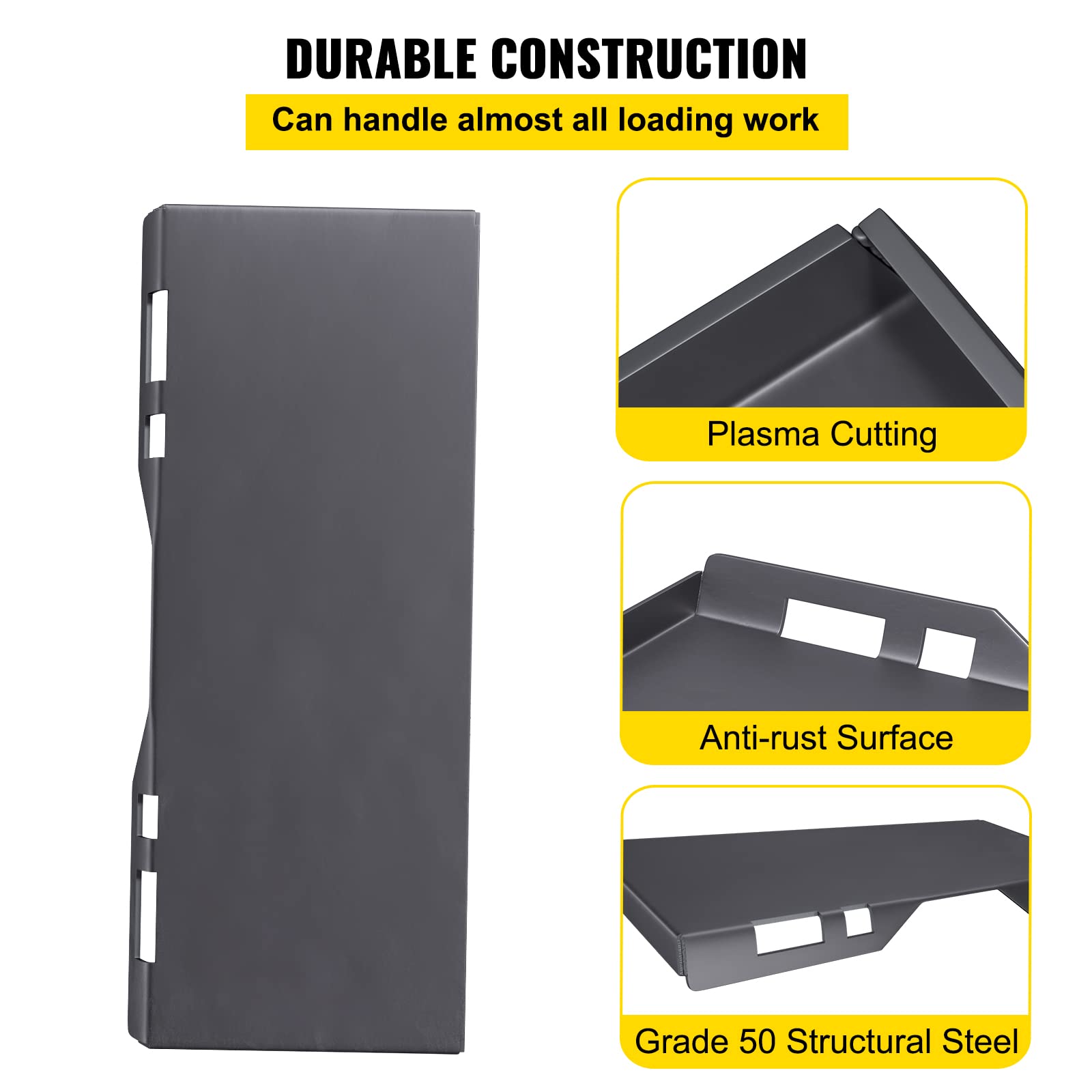 VEVOR 1/4" Skid Steer Attachment Plate Steel Skid Steer Mount Plate Quick Attachment Loader Plate Easy to Weld or Bolt to Different Accessories