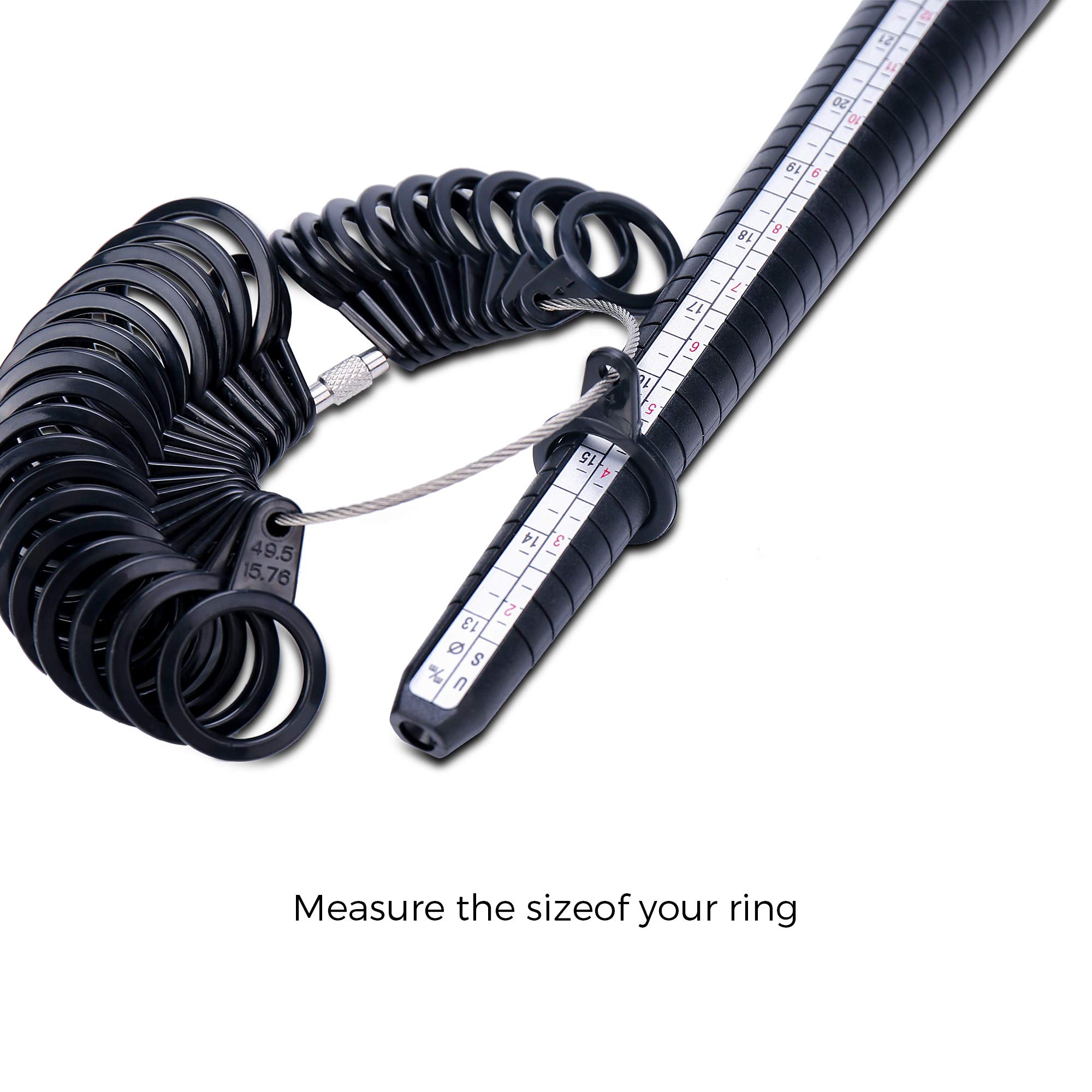 MISURALL Ring Mandrel Sizer Gauge Tool US Size 2-15 EUR Size 41-76&Ring Sizer Set Size 1-13 with Half Size Ring Gauge Ring Size Measuring Tool 27 Pieces