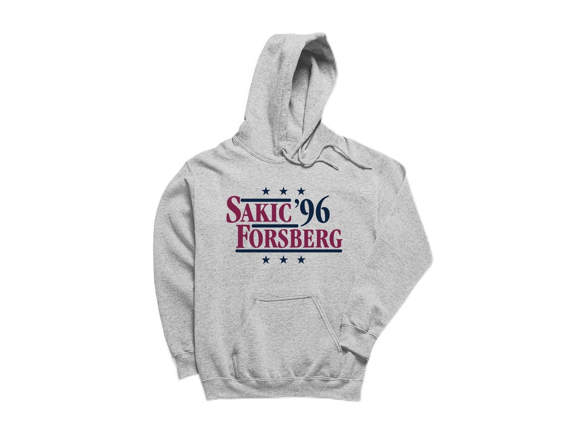 Sakic & Forsberg '96 - Political Campaign Parody Hoodie - Grey - Large