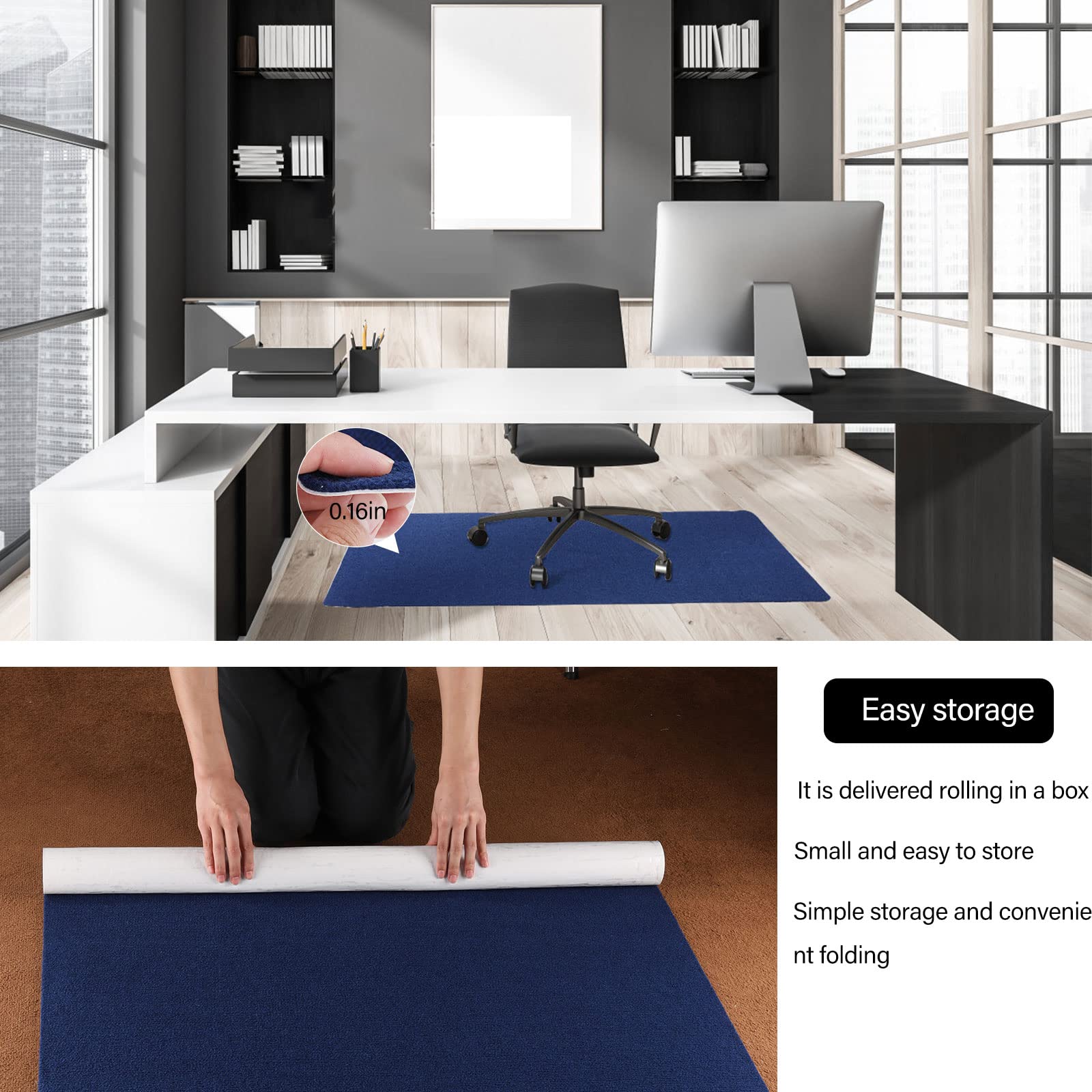 Office Chair Mat, aidoupetPrivateorder Opaque Office Desk Chair Mat for Hardwood Floors Chair Mat Floor Protector Desk Mat Multi-Purpose for Home 0.16" Thick 55"x35" Freely Cuttable(Dark Grey)