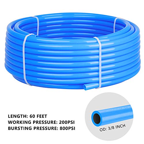 WYNNsky Shop Air Line Kit, 3/8 Inch (9.5MM) OD × 60 Feet Nylon Compressed Air Pipe, 200PSI, Cutter, Tees, Mounting clips, Connectors, 49PCS Garage Air Compressor Accessories Master Kit