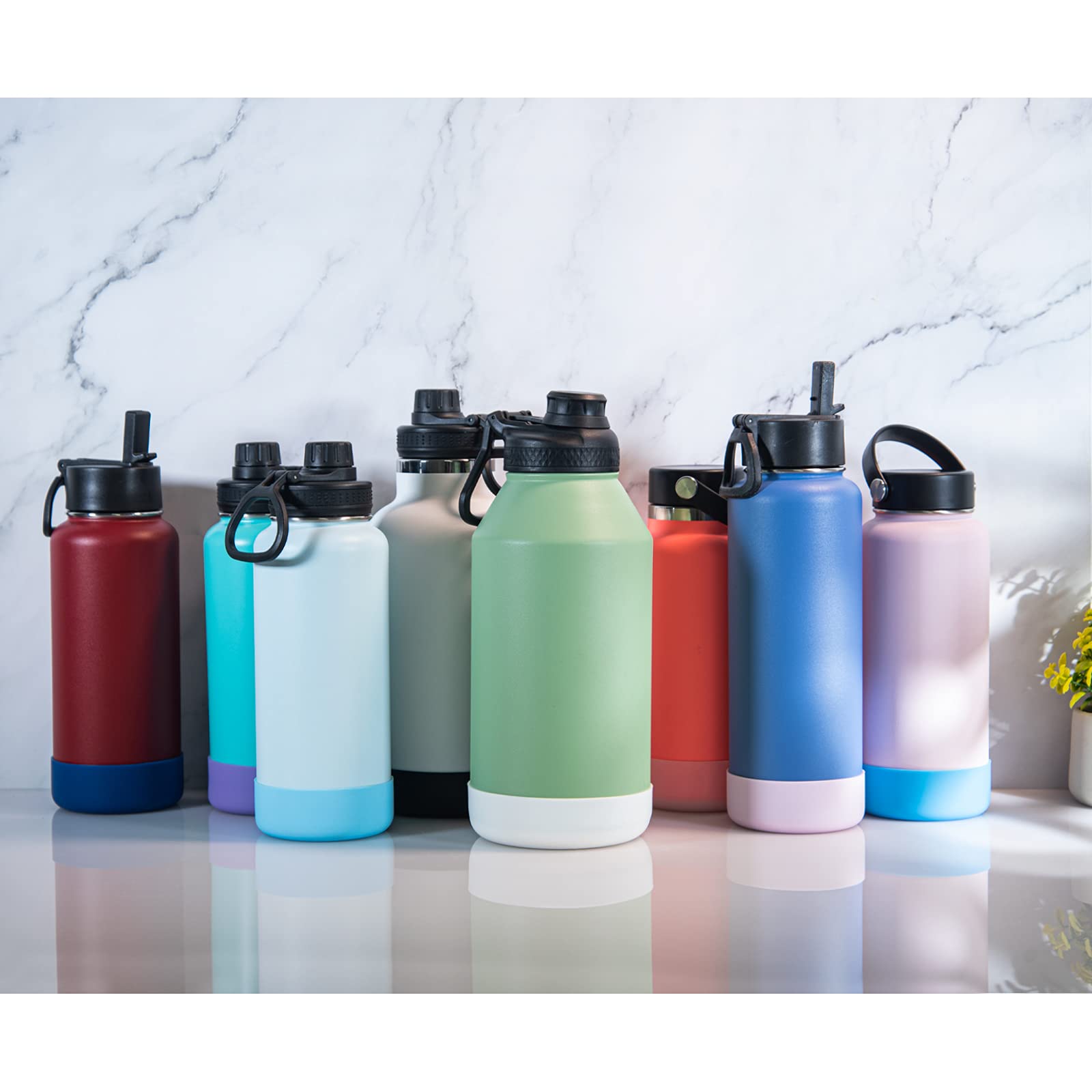 M-A Protective Silicone Boot for Hydro Flask 32 oz 40 oz 64 oz, Sports Water Bottle Accessories Anti-Slip Bottom Sleeve Cover, BPA Free (Black)