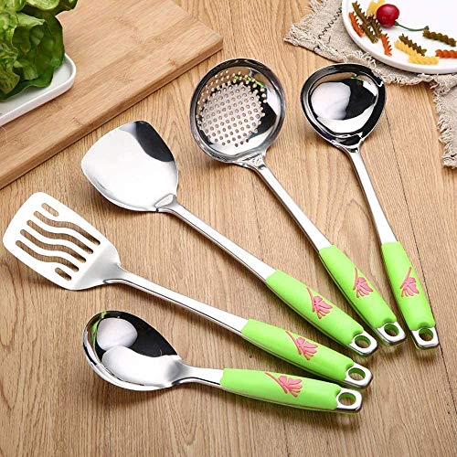 LMMDP 1 Set 6pc Durable Portable Stainless Steel Non-stick Ladle Food Wok Spatula Spoon Kitchen Tools Cooking Utensil Cookware Espatula