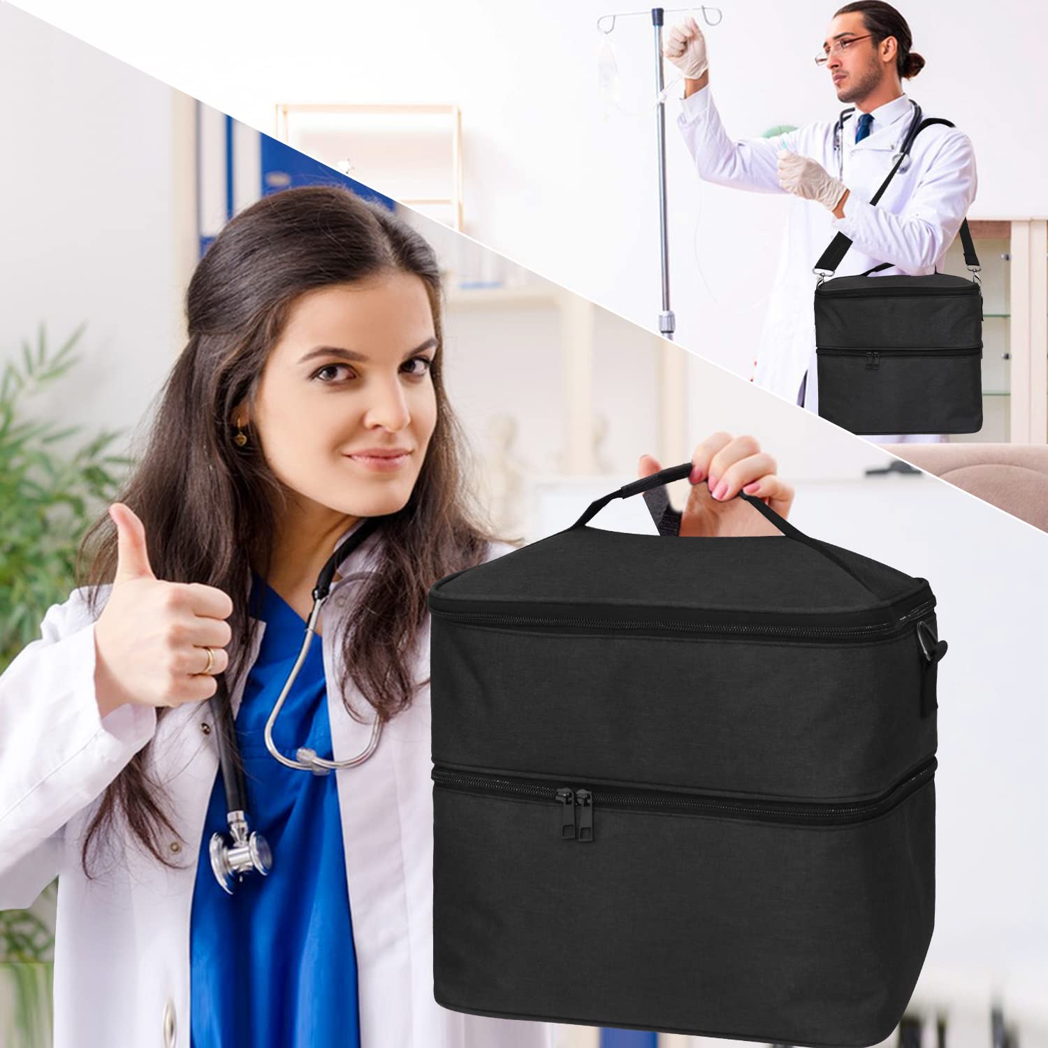 TUSIASC Pill Bottle Organizer Medicine Bag Medication Storage Organization Medicine Travel Carrying Case Home Health Aid Bag with Shoulder Strap (Bag Only)