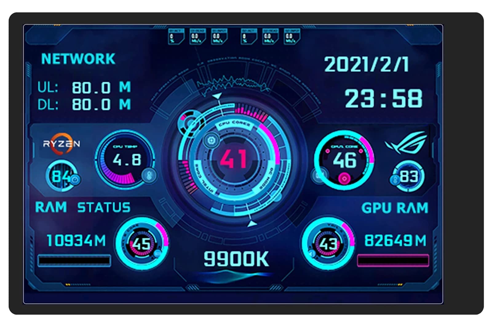Yoqanr Computer Temp Monitor,Pc Temperature Display,Mini Monitor,Pc Sensor Panel,Pc Sensor Panel,Mini Display,Pc Screen,Mini Monitor for Pc,Mini Screen,Led Screen,Mini Led Monitor
