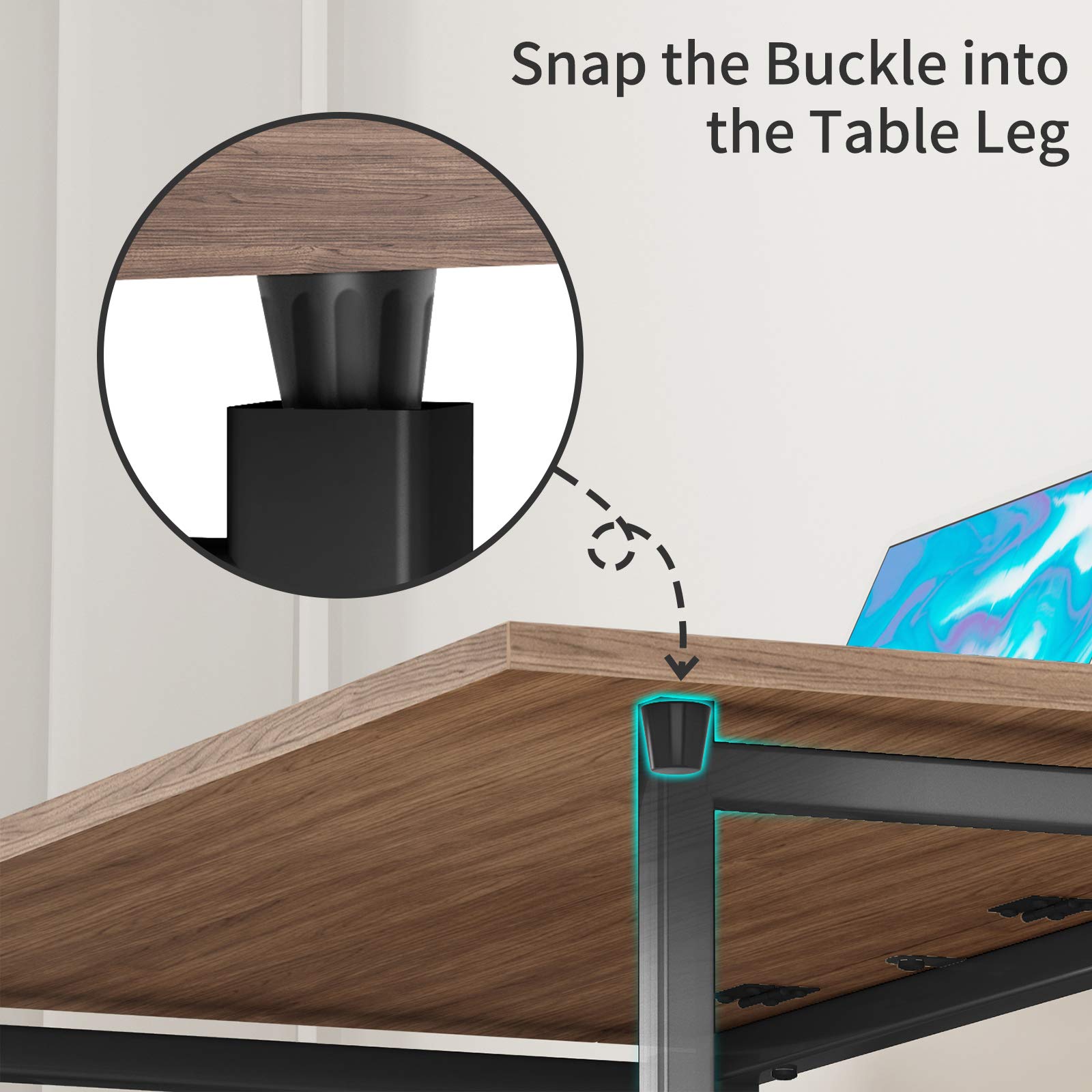 NOBLEWELL Folding Desk No Assembly Small Foldable Computer Desk, Home Office Writing Desk for Small Space, Grained Brown