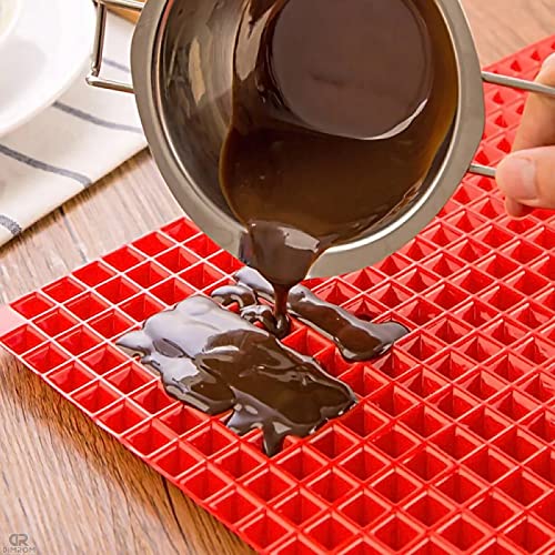 Silicone Baking Mat Red Pyramid - Nonstick Bakeware Microwave Bacon Cooker Pastry Mats Red BBQ Grill Mat Baking Supplies - 16 X 11'' Healthy Food Grade Silicone Mats For Kitchen Counter Grilling Mat