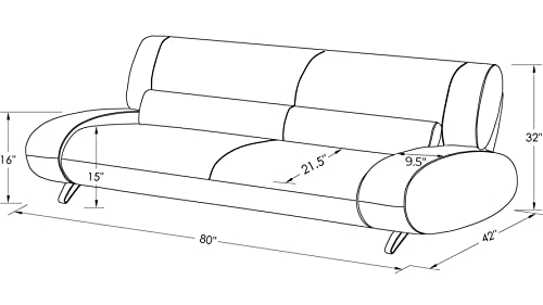 Zuri Furniture Modern Aspen White Microfiber Leather Sofa