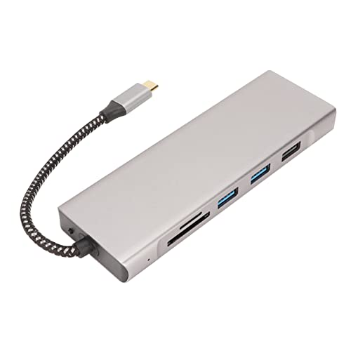 USB C Hub, Compact Portable USB C Docking Station 8 in 1 Aluminum Alloy 5Gbps Transfer for Business