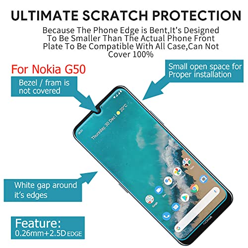 Ytaland for Nokia G50 5G Case, with 2 x Tempered Glass Screen Protector. Crystal Clear Silicone Shockproof TPU Bumper Protective Phone Case Cover