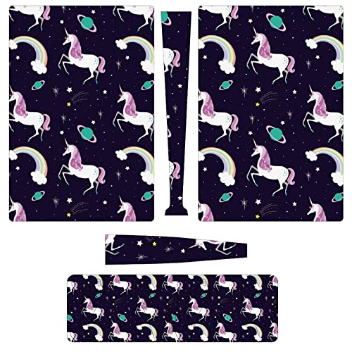 Unicorn Pattern Full Protective Skin Cover Design Wrap Decal Sticker Compatible with PS5 Digital Edition Console and Controller