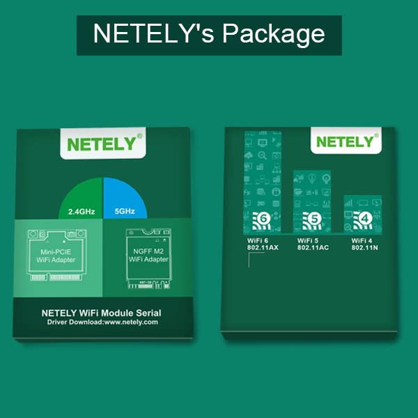NETELY Wireless-AC 7265HMW Mini-PCIE Interface 1200Mbps WiFi Adapter with Bluetooth 4.2 for Windows 7,8.1,10,11 Laptop PCs and Desktop PCs, 2.4GHz 300Mbps & 5GHz 867Mbps, Intel Wireless-AC 7265D2W