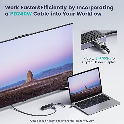 Yottamaster USB C to USB C Cable 240W, USB 4 Cable 1.64ft for Thunderbolt 3/4 Supports 40Gbps Data Transfer, Single 8K/Dual 4K Displays (1.64ft/0.5m)