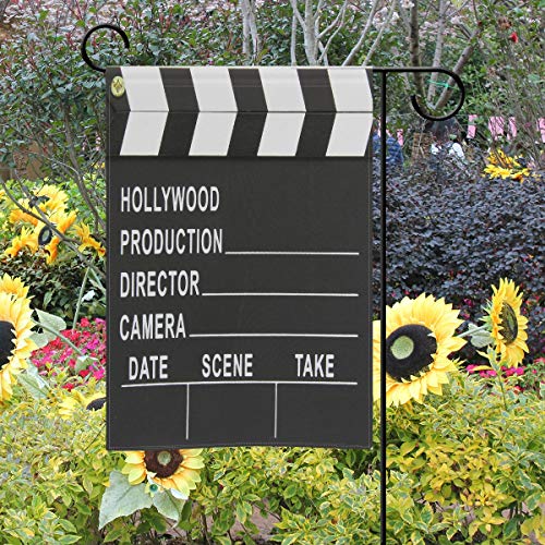 Lyetny Movie Cinema Lapper Board Garden Yard Flag Polyester Fabric Home Decorative Flags, 12x18 in (Without Flagpole)