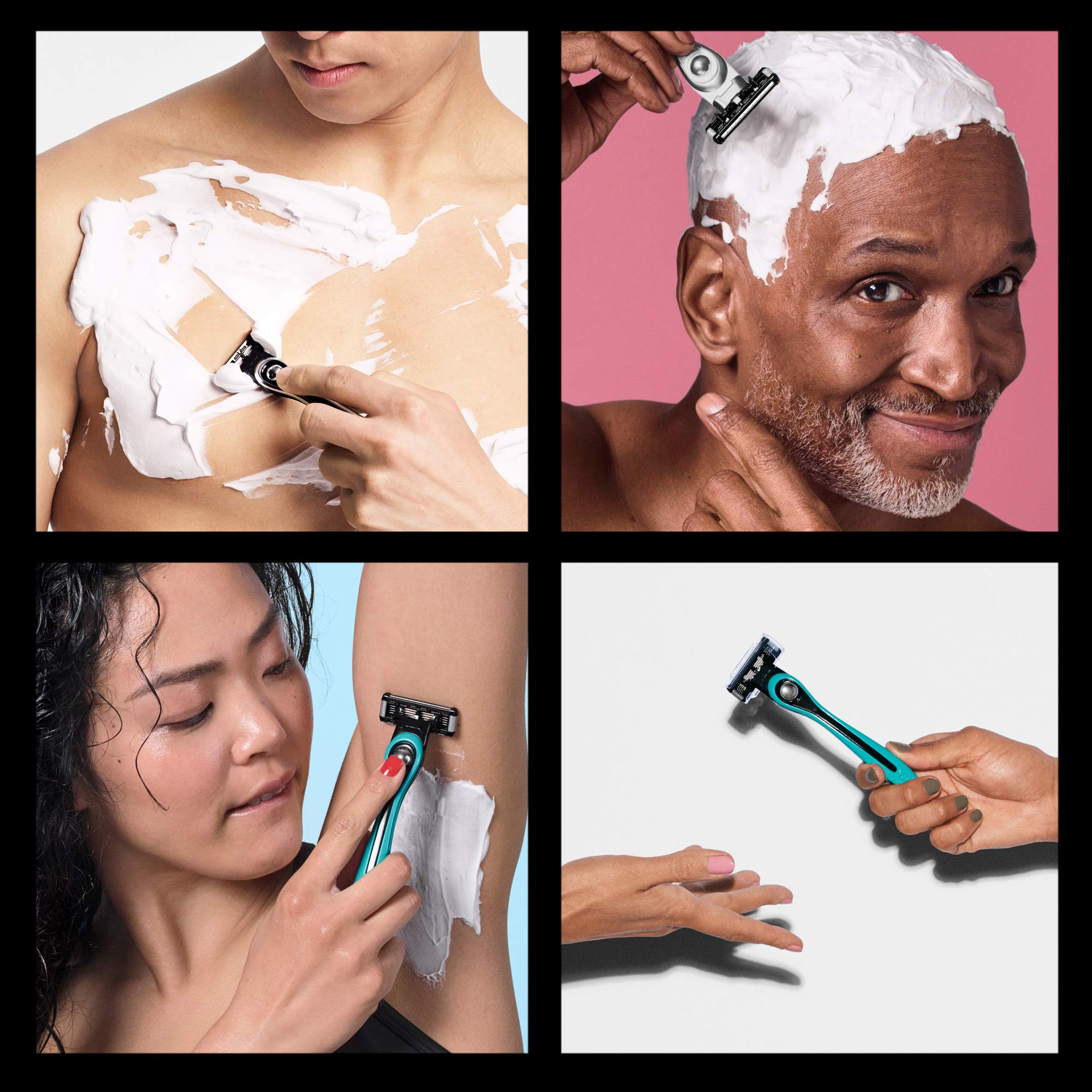 Made For You by BIC Shaving Razor Blades for Every Body - Men & Women, with 2 Cartridge Refills - 5-Blade Razors for a Smooth Close Shave, TEAL, Kit