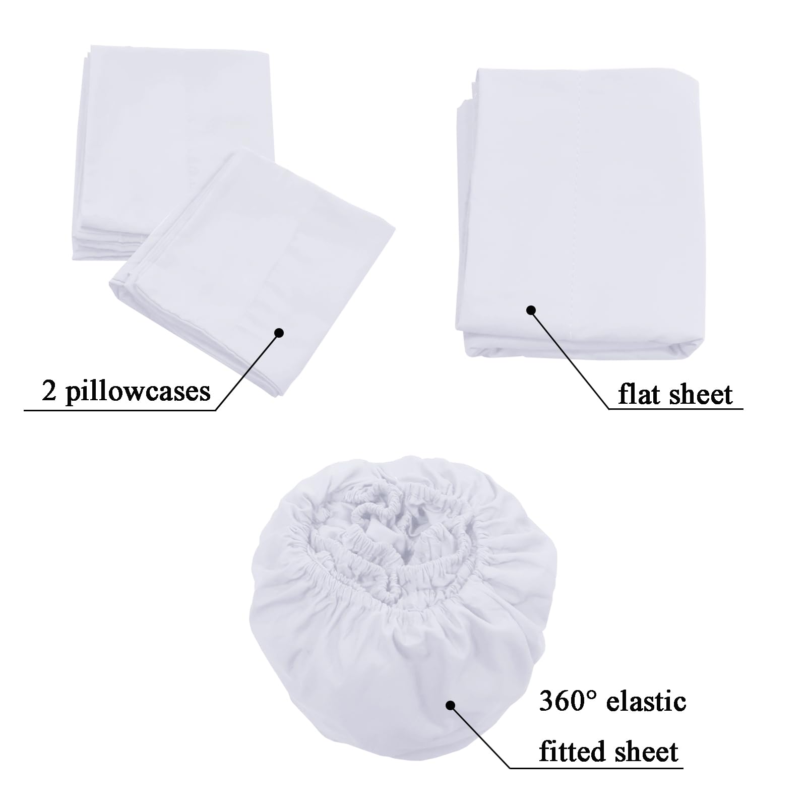 Mejoroom Full Bed Sheet Set - Super Soft Brushed Microfiber 1800 Thread Count Full Sheets with 16 inch Deep Pocket - Wrinkle Free - Breathable and Hypoallergenic - 4 Piece(Full,Snow White)