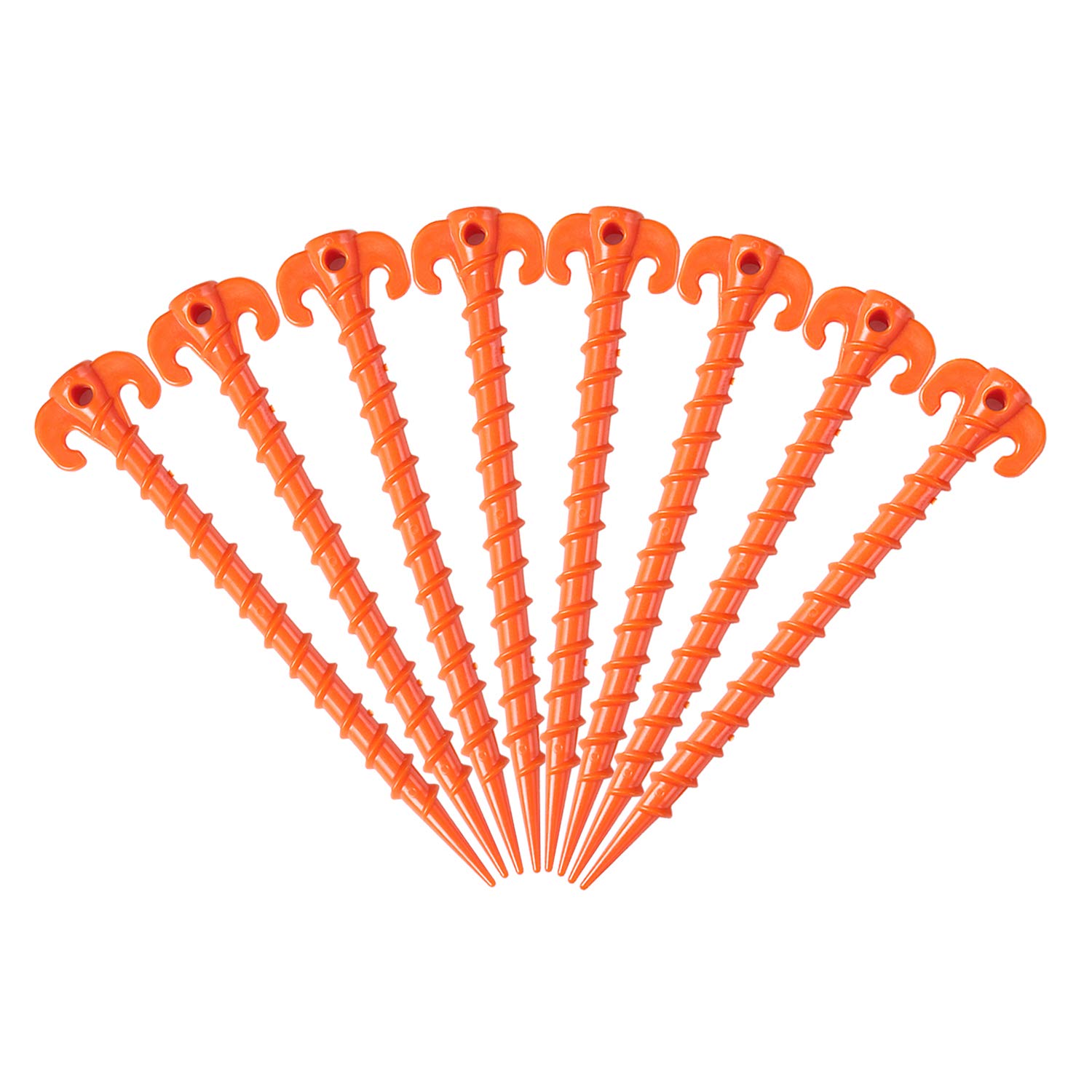 Lvgowyd 4/8/10 Pack Outdoor Tent Stakes, Canopy Stakes, Camping Stakes, Beach Tent Stakes Heavy Duty Screw Shape -7.9/10inch (10 inch +8 Pack +Orange)