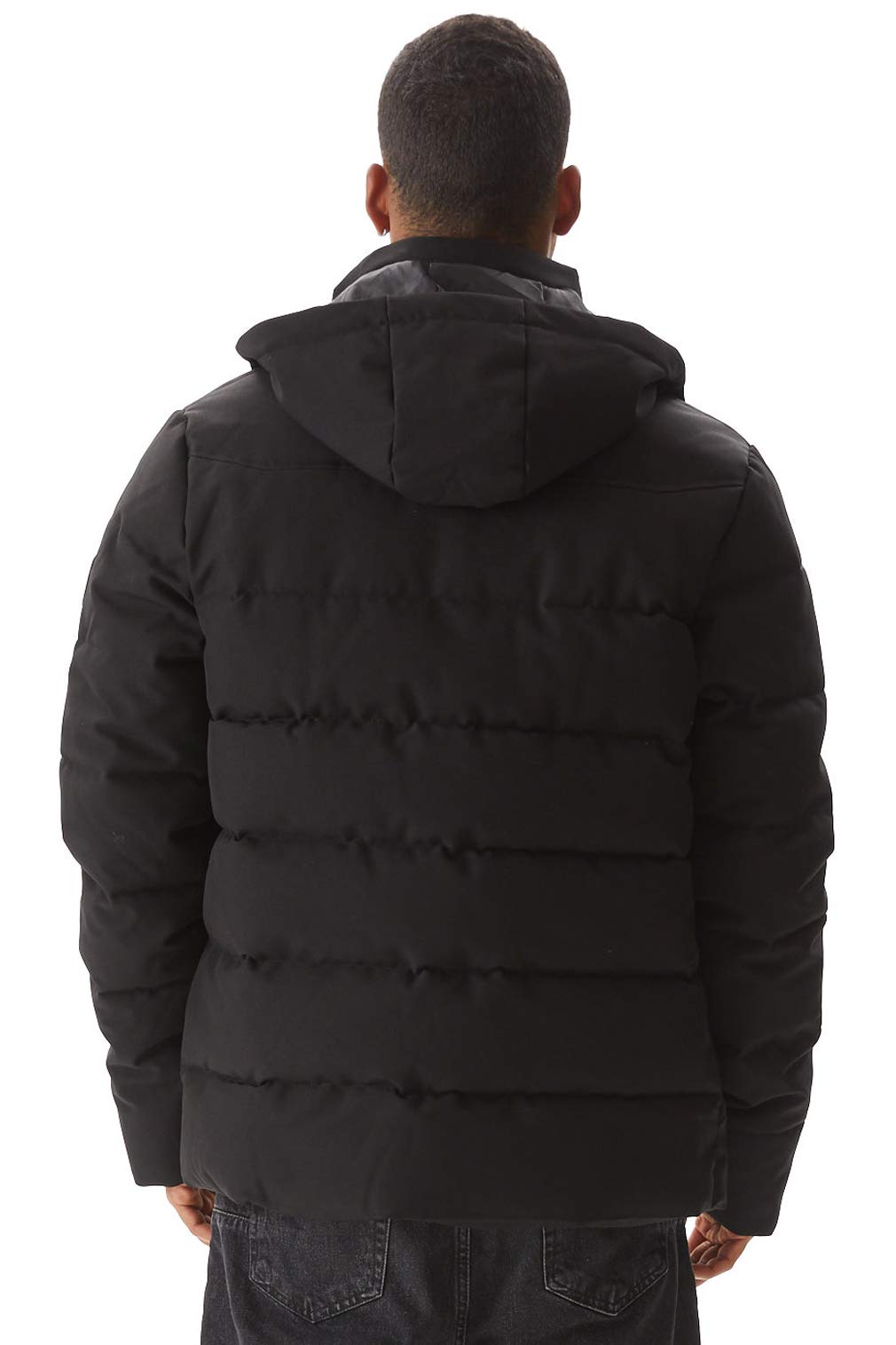 Molemsx Mens Winter Parka, Men's Winter Outdoor Windproof Waterproof Ski Jacket Hooded Packable Down Puffer Jacket for Cold Weather,Black,XX-Large