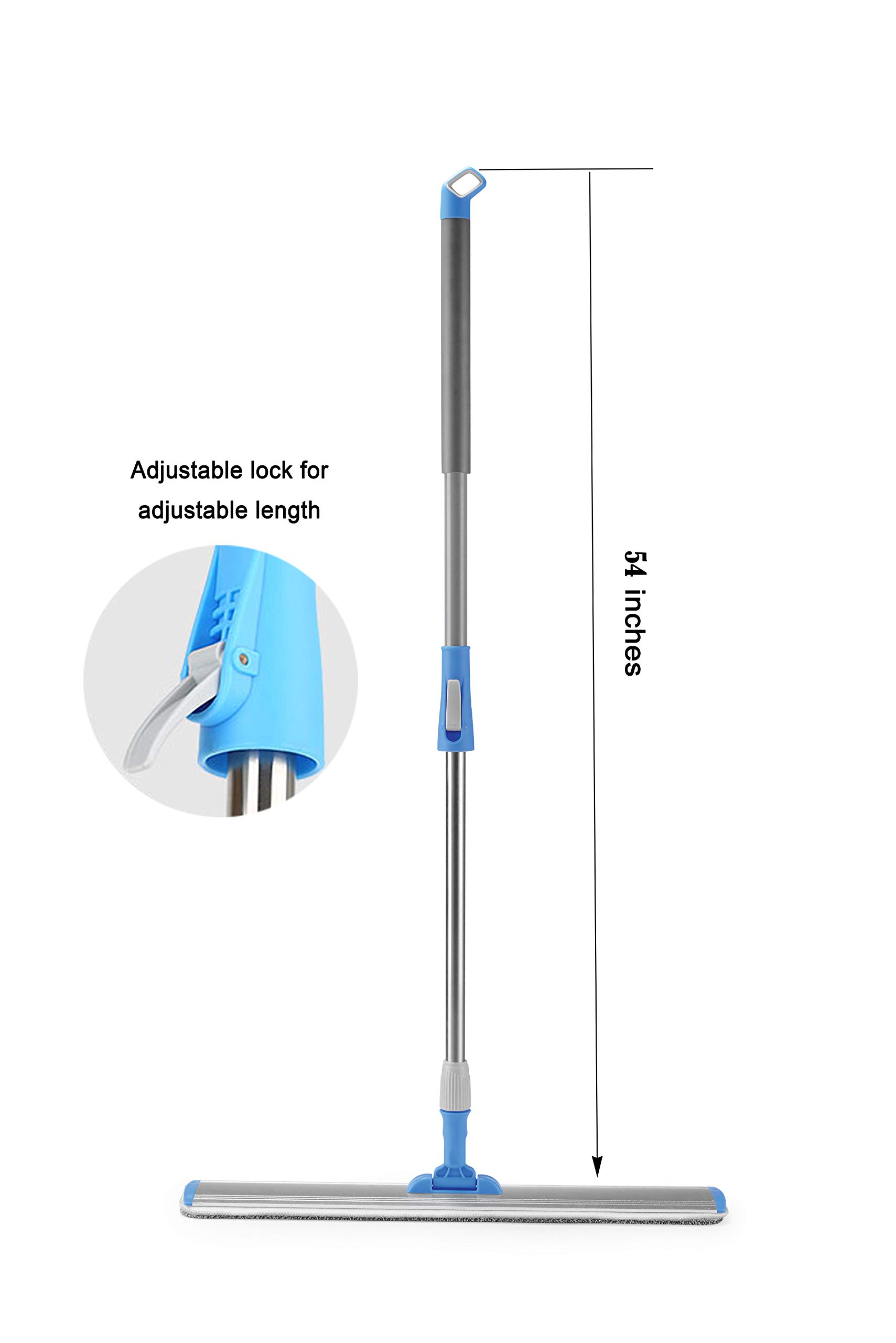 Wet Mop 24" Microfiber Mop Heavy Duty Floor Mop Aluminum Mop Adjustable Stainless Steel Handle 4 Wet and Dry Clothes Floor Cleaning System