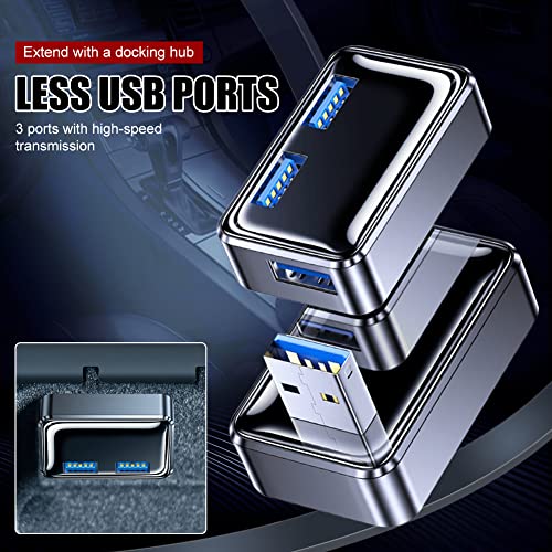 YOUNICE Car USB Hub 3.0 High Speed 3 Ports Mini Cube USB Docking Station Glove Box USB Adapter for Model 3 Model Y (Silver)