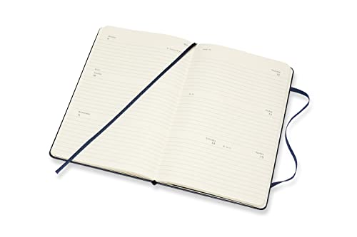 Moleskine Classic 12 Month 2022 Weekly Horizontal Planner, Hard Cover, Large (5" x 8.25"), Sapphire Blue