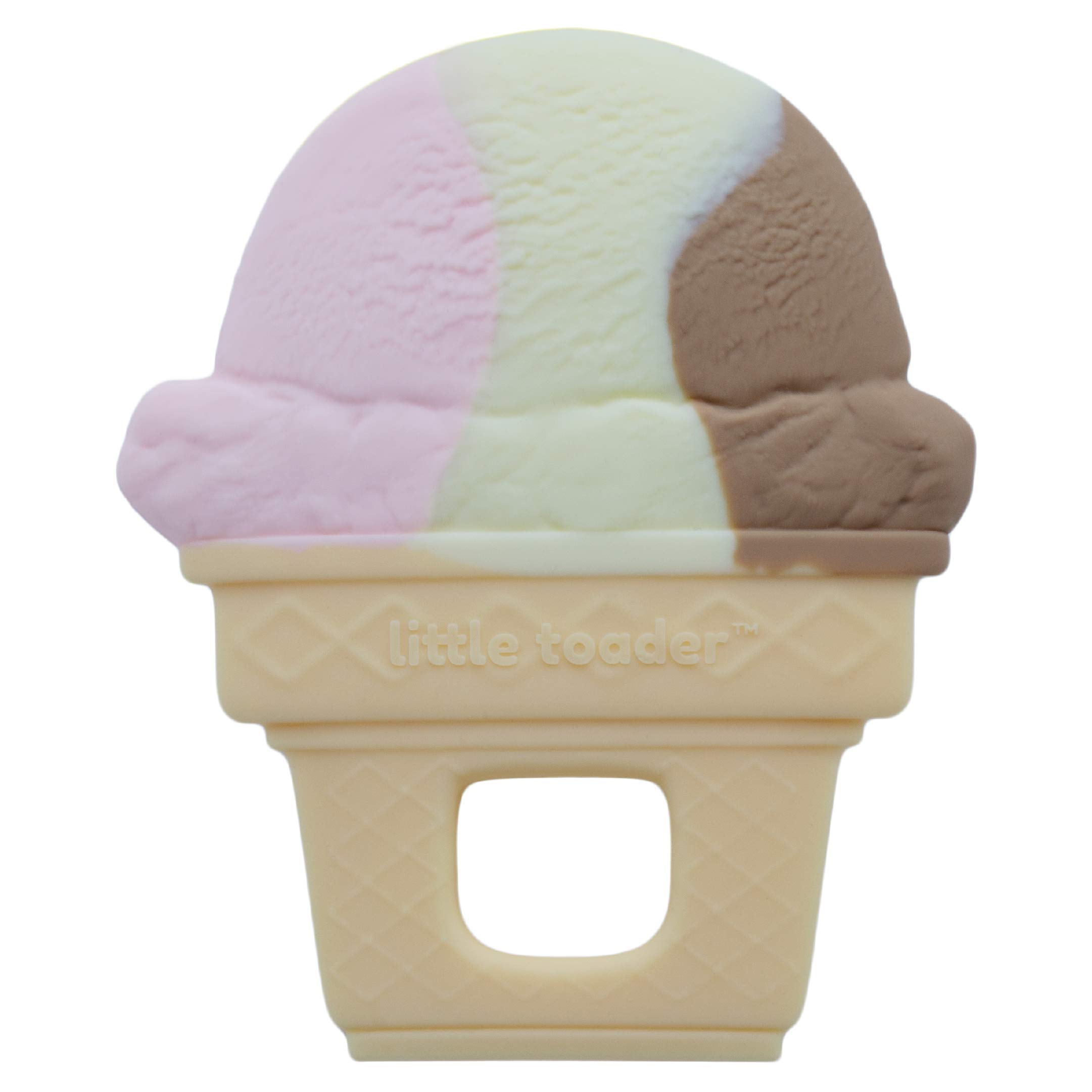 Little Toader Teething Toys - Soft Silicone Desserts Sweets and Candy Shaped BPA Free Teethers (Neapolitan Ice Cream Cone)