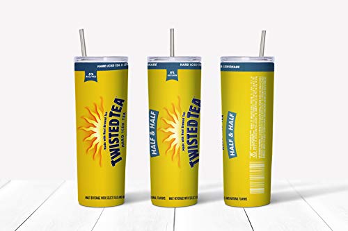 Twisted teas 1/2 20oz Skinny Tumbler with lid and straw