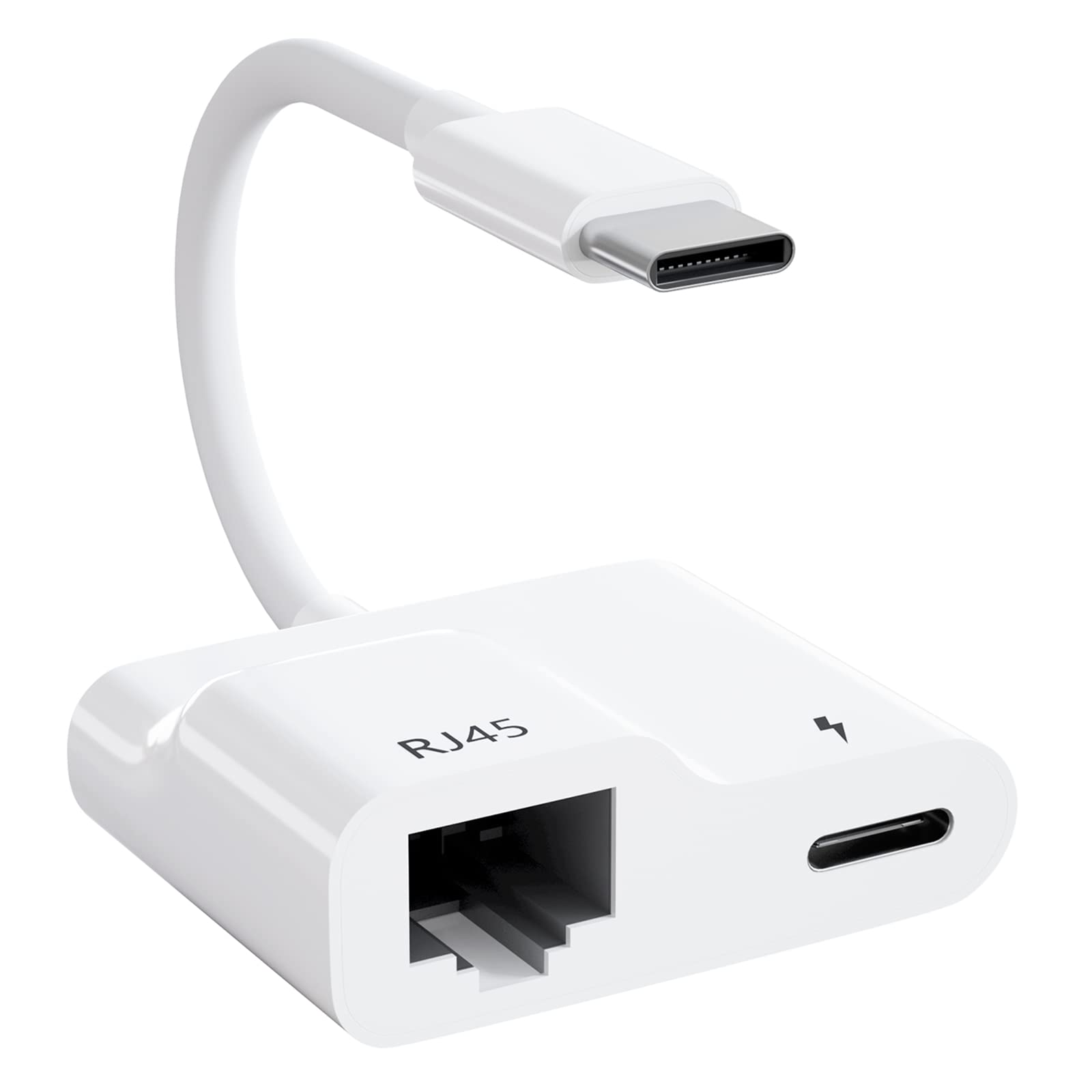 USB C to Ethernet Adapter, UWECAN 2 in 1 USB C to RJ45 Adapter with 60W PD Type-C Charge Port Supports 10/100Mbps Ethernet Network, Compatible for iPhone 15/16/Android/i-Pad Pro/Mac/Galaxy