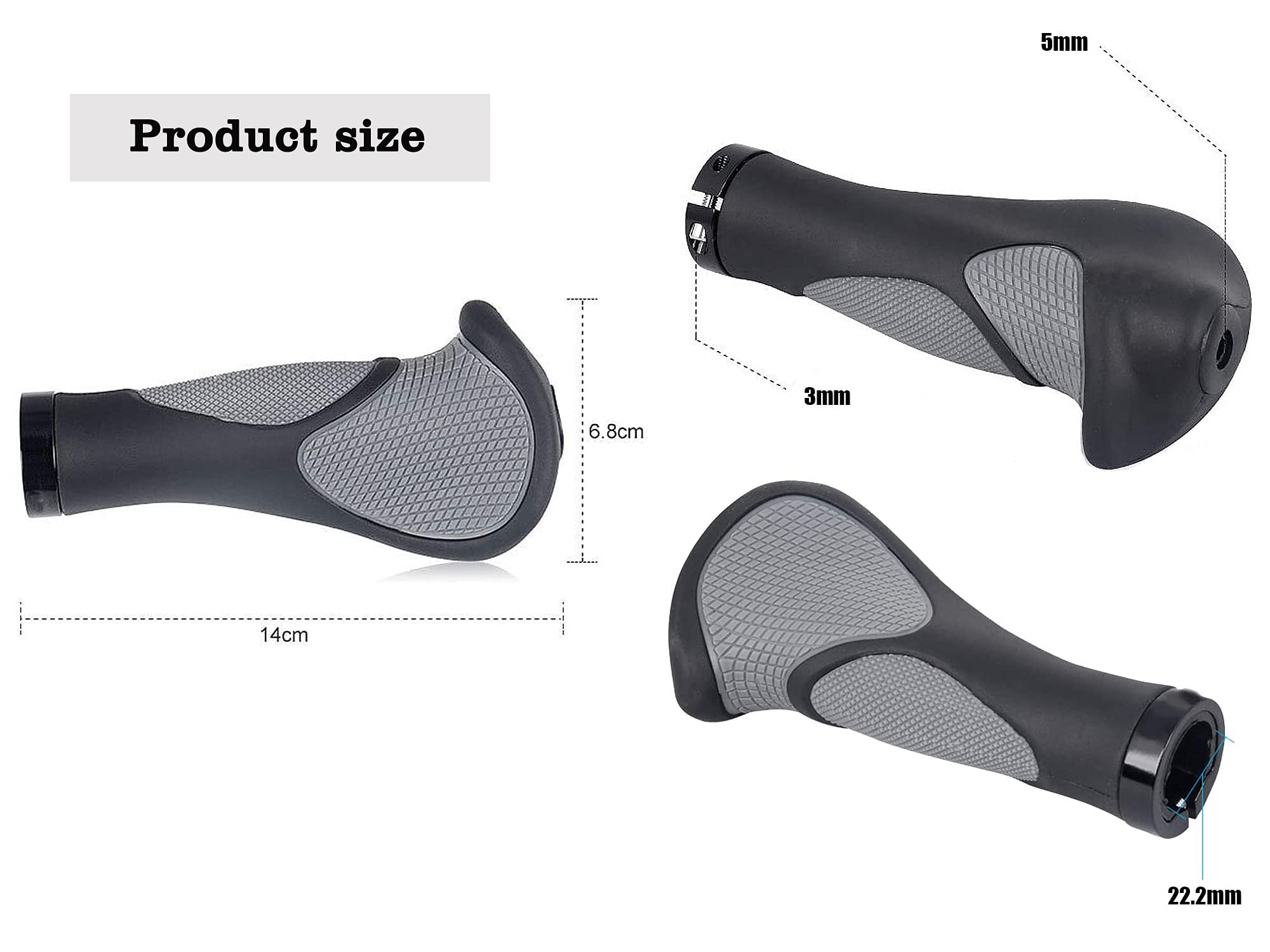 MUYDZ 1 Pair Bike Grips with Rubber Ergonomic Antislip Handlebar Grips for Bicycle Mountain Bike Road MTB(General Section)